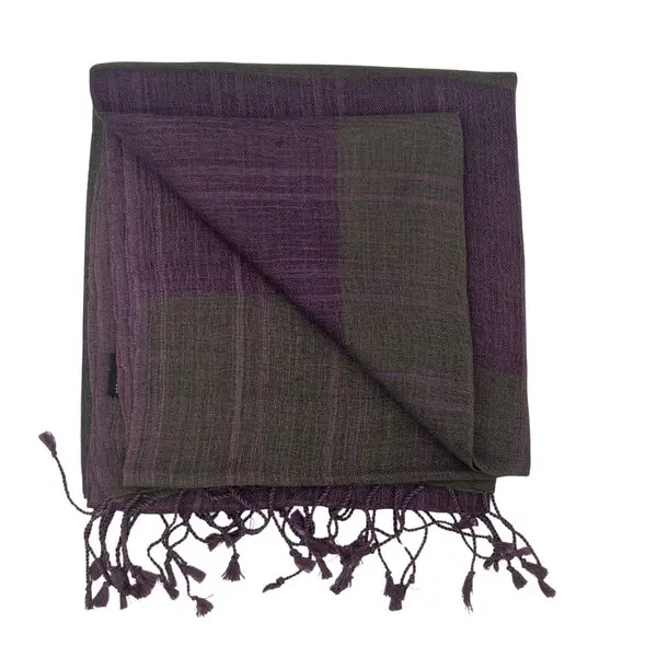 HERITAGEMODA Red / Black Fine Wool Scarf In Charcoal Plum Handwoven Fair Trade - Red/black