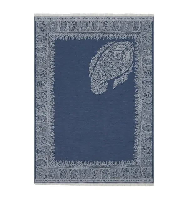 Etro Wool Paisley Tagete Throw - Blue