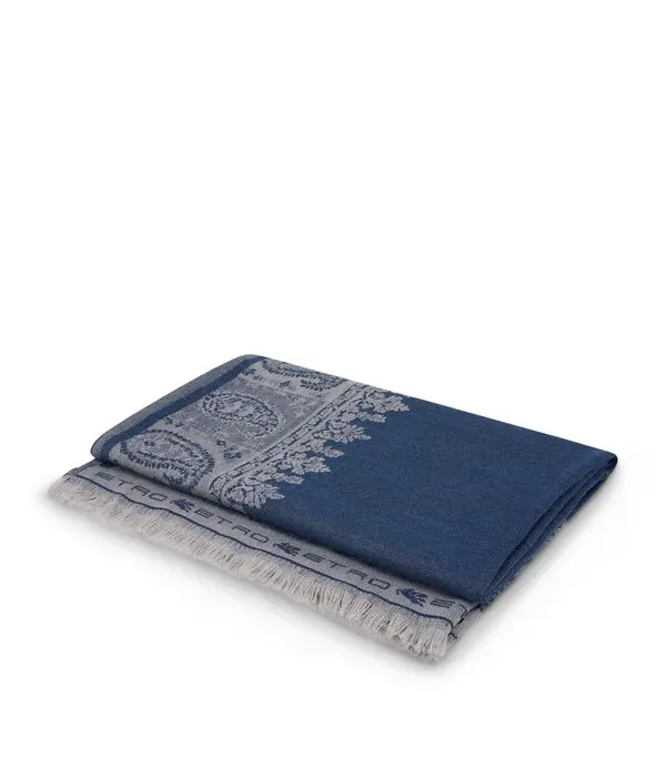 Etro Wool Paisley Tagete Throw - Blue