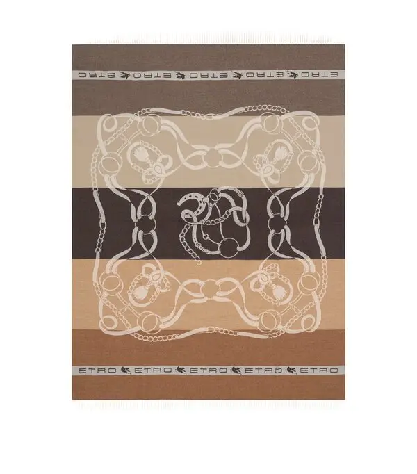 Etro Wool Striped Horses Throw