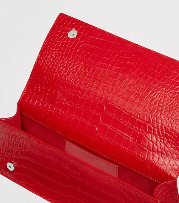 Alexander McQueen Croc-effect Jewelled Top-handle Bag