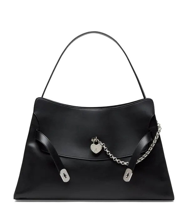 Alexander McQueen Maxi Calfskin Locke Top-handle Bag - Black