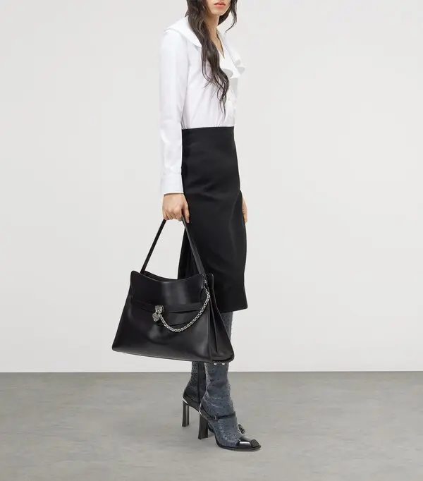 Alexander McQueen Maxi Calfskin Locke Top-handle Bag - Black