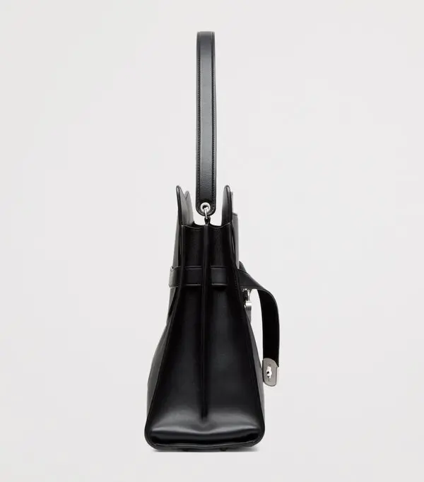 Alexander McQueen Maxi Calfskin Locke Top-handle Bag - Black