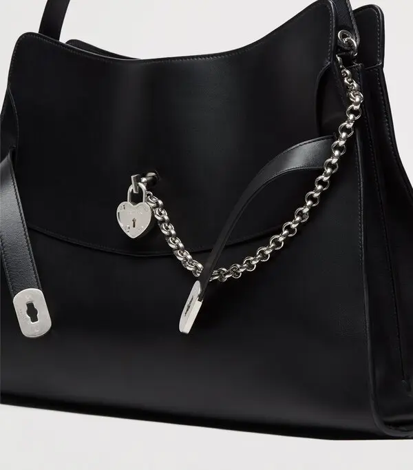 Alexander McQueen Maxi Calfskin Locke Top-handle Bag - Black
