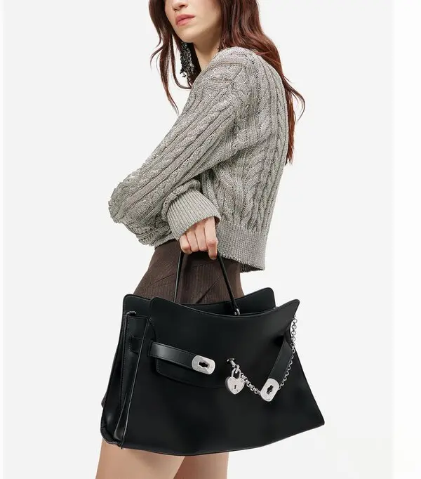 Alexander McQueen Calfskin Locke Top-handle Bag - Black