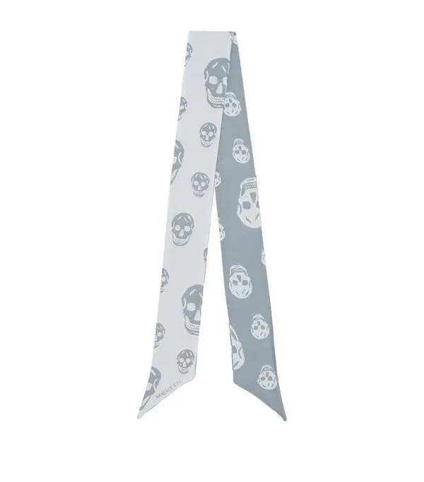 Alexander McQueen Silk Skull Skinny Scarf - Green