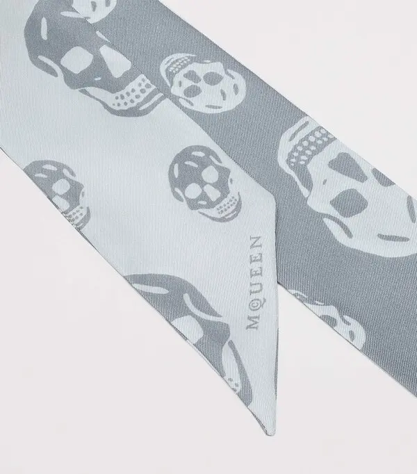 Alexander McQueen Silk Skull Skinny Scarf - Green