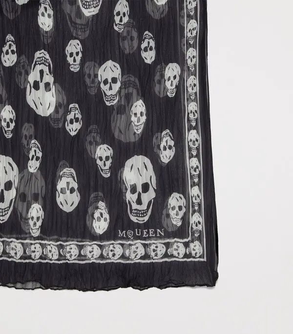 Alexander McQueen Silk Pleated Skull Scarf
