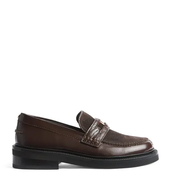 Maje Leather-suede Penny Loafers