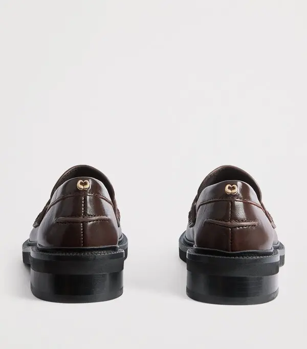 Maje Leather-suede Penny Loafers