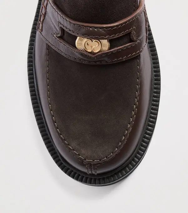 Maje Leather-suede Penny Loafers