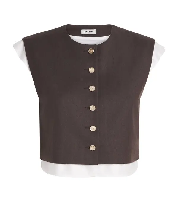 Sandro Wool-blend 2-in-1 Crop Top