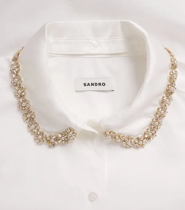 Sandro Cotton Jewel-collar Shirt