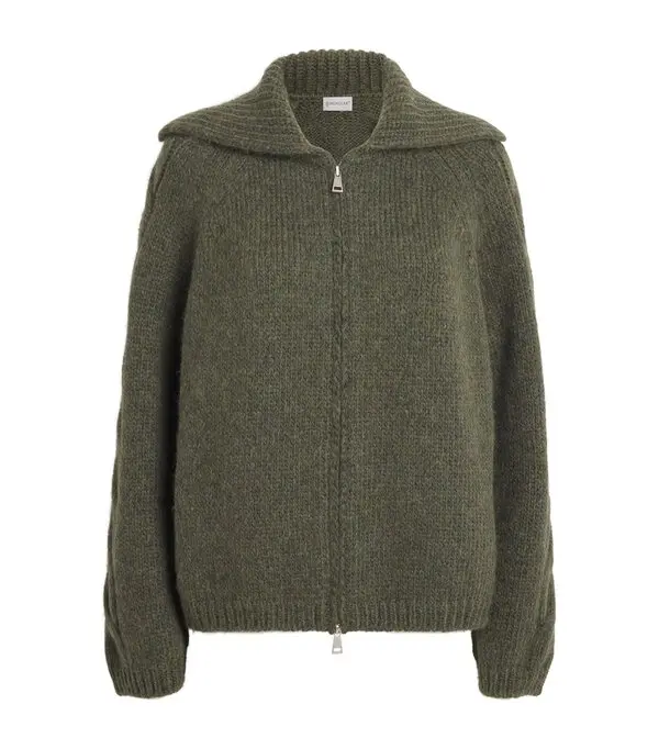 Moncler Wool-blend Zip-up Cardigan - Green