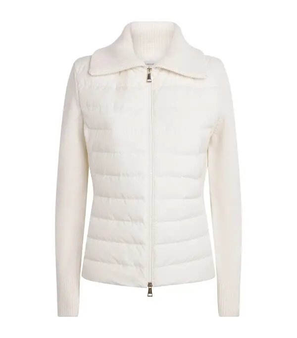 Moncler Virgin Wool Padded Quilted Cardigan - White