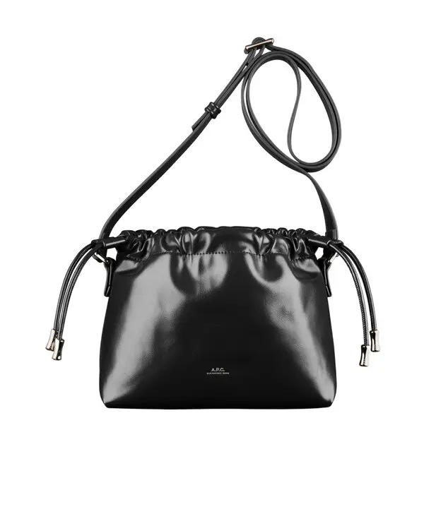 A.p.c. Logo Printed Drawstring Mini Cross Body Bag - Black