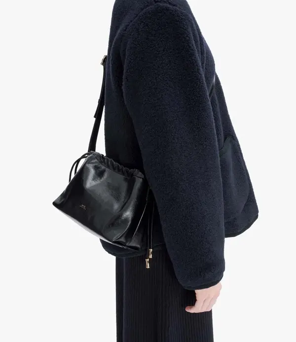 A.p.c. Logo Printed Drawstring Mini Cross Body Bag - Black
