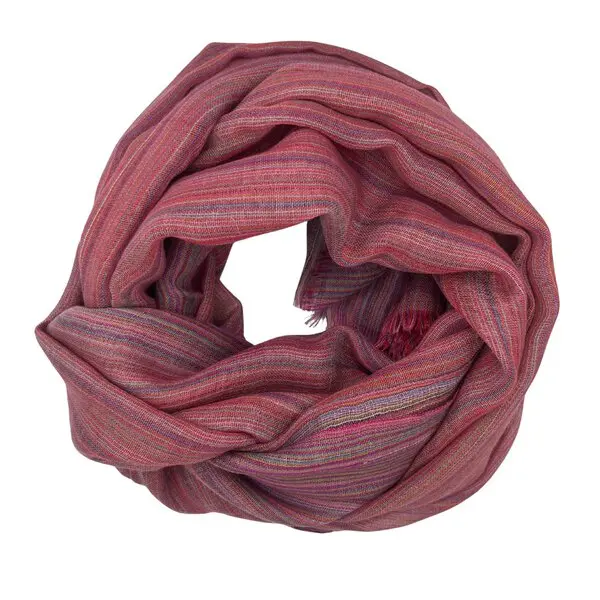 HERITAGEMODA Red / Pink Handwoven Cashmere Shawl In Dusty Rose Stripes – Soft Pink & Rose - Red/pink