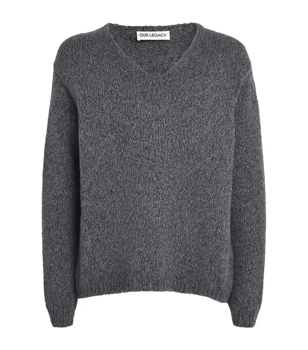 Our Legacy Wool Link V-neck Sweater - Grey