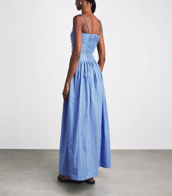 Faithfull The Brand Cotton Stripe Maxi Dress - Blue