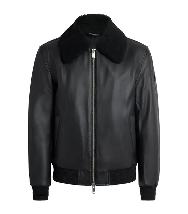 Moose Knuckles Leather Toba Bomber Jacket