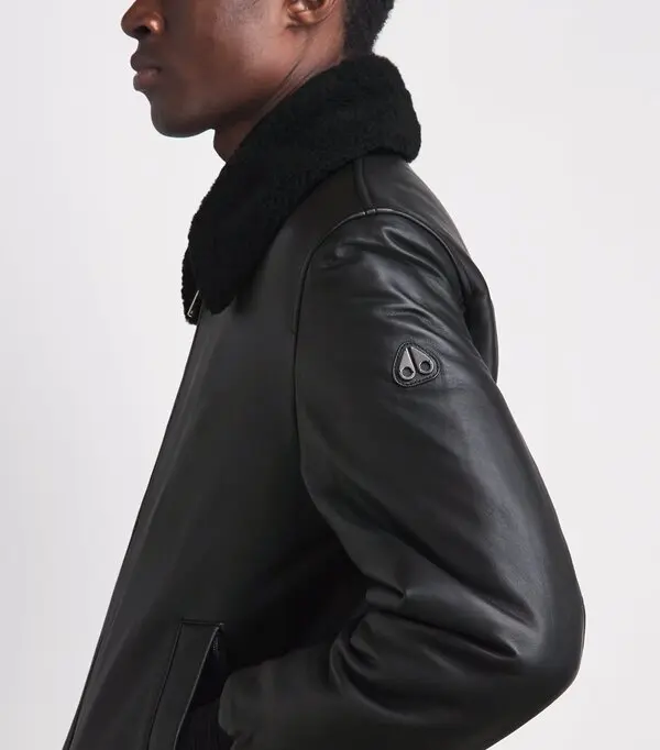 Moose Knuckles Leather Toba Bomber Jacket