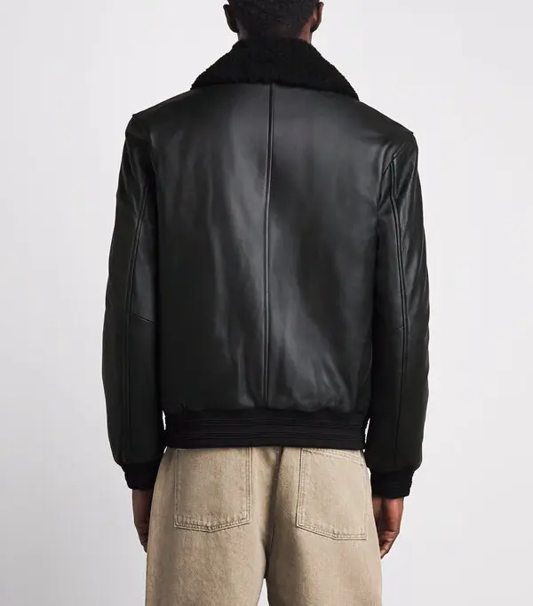 Moose Knuckles Leather Toba Bomber Jacket