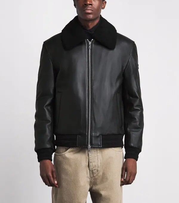 Moose Knuckles Leather Toba Bomber Jacket