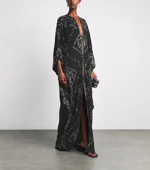 Johanna Ortiz Silk Mystical Gaucho Cape Dress