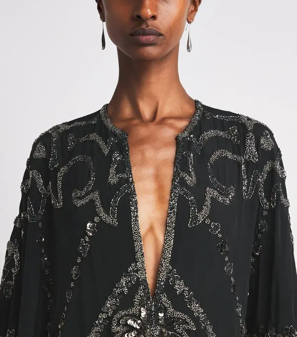 Johanna Ortiz Silk Mystical Gaucho Cape Dress