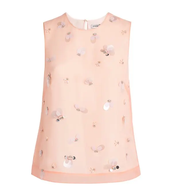 Simkhai Embellished Organza Celia Top - Pink