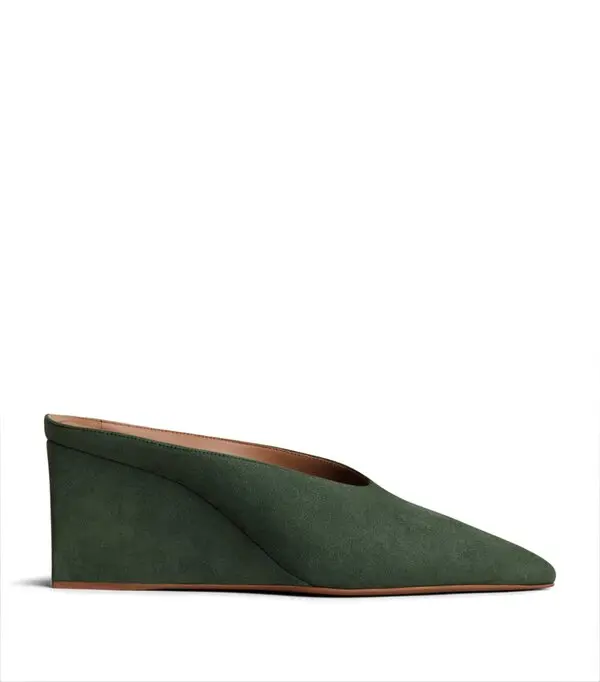 Alaïa Suede Cube Wedge Mules 75 - Grey