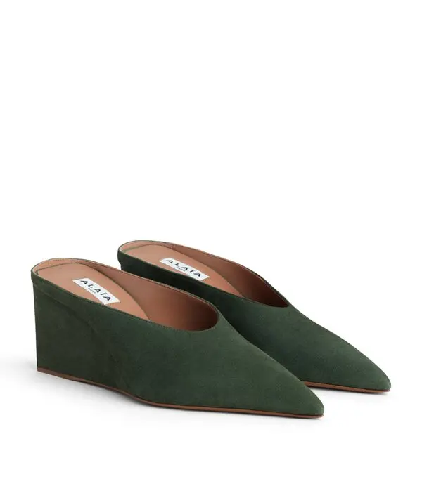Alaïa Suede Cube Wedge Mules 75