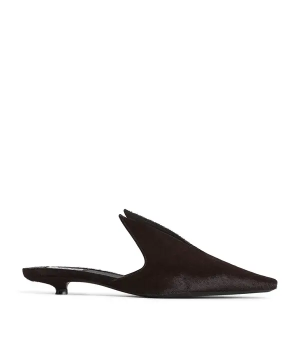 Alaïa Calf Hair Pointy Mules 25 - Brown