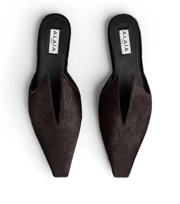 Alaïa Calf Hair Pointy Mules 25