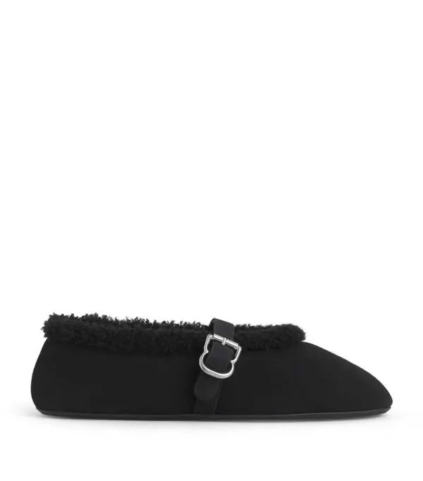 Alaïa Shearling Ballet Flats - Black