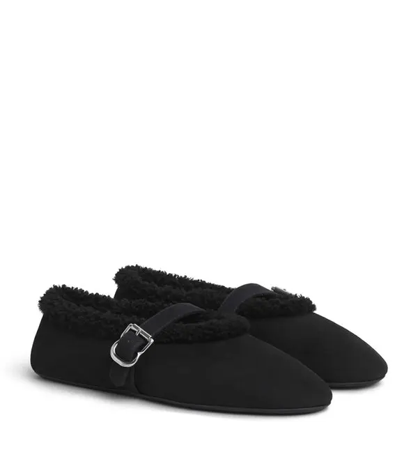 Alaïa Shearling Ballet Flats - Black