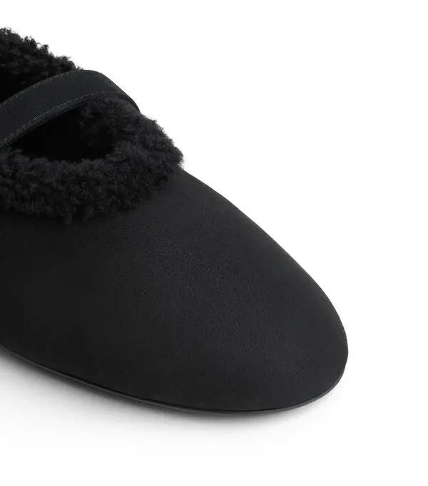 Alaïa Shearling Ballet Flats - Black