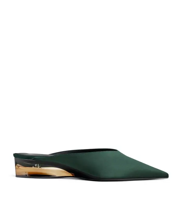 Alaïa Satin Invisible Wedge Mules 30 - Green