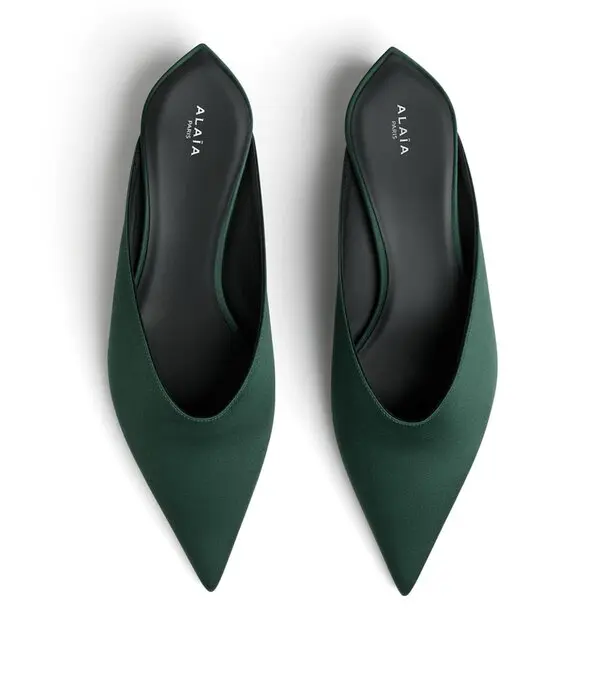 Alaïa Satin Invisible Wedge Mules 30