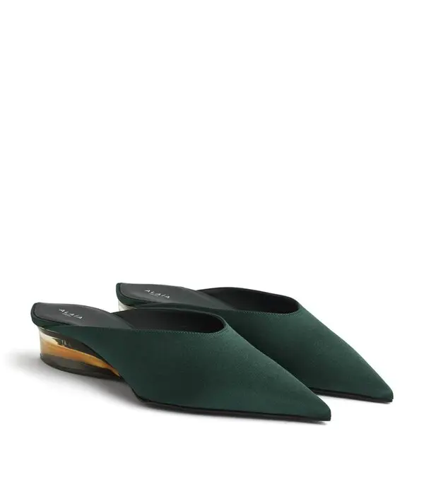 Alaïa Satin Invisible Wedge Mules 30