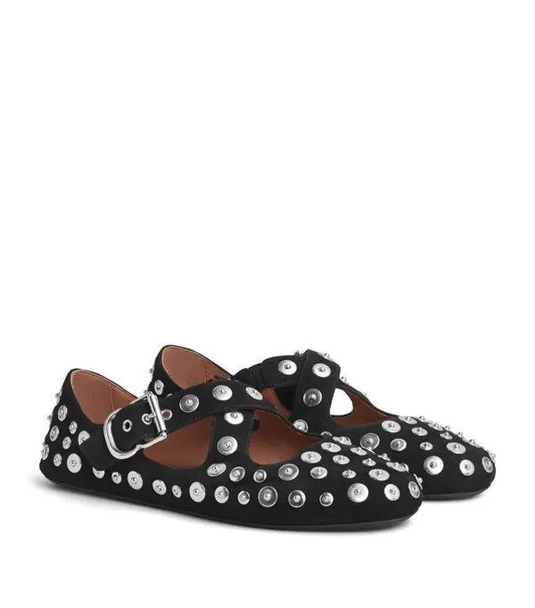 Alaïa Suede Rivet Criss-cross Ballet Flats