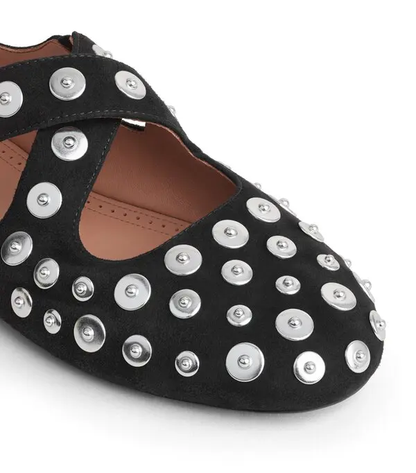 Alaïa Suede Rivet Criss-cross Ballet Flats