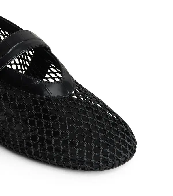 Alaïa Croc-embossed Leather Mesh Ballet Flats