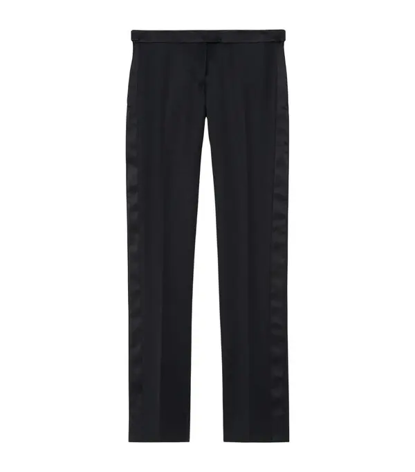 Alexander McQueen Wool Slim Tuxedo Trousers - Black