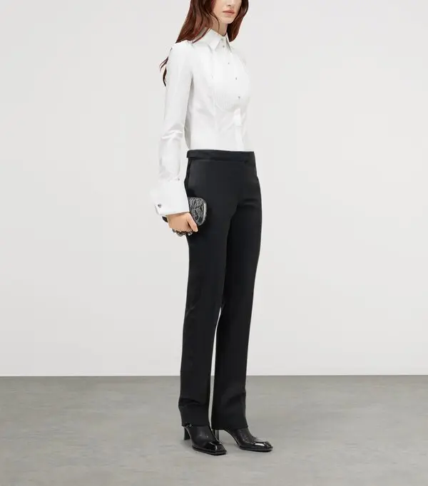 Alexander McQueen Wool Slim Tuxedo Trousers