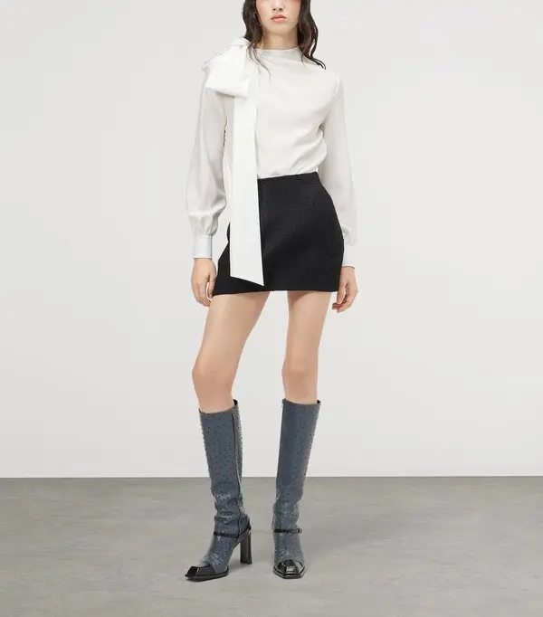 Alexander McQueen Silk Bow-shoulder Blouse - White