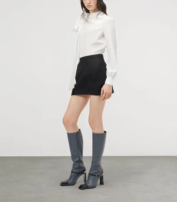 Alexander McQueen Silk Bow-shoulder Blouse - White