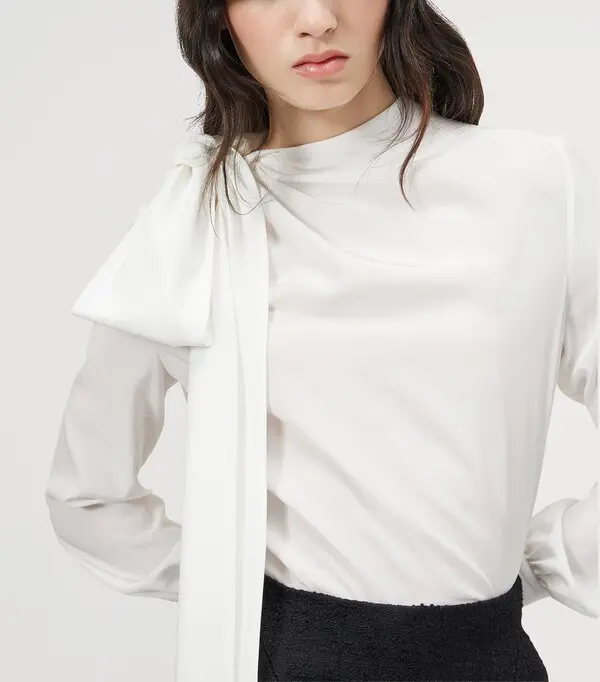 Alexander McQueen Silk Bow-shoulder Blouse - White